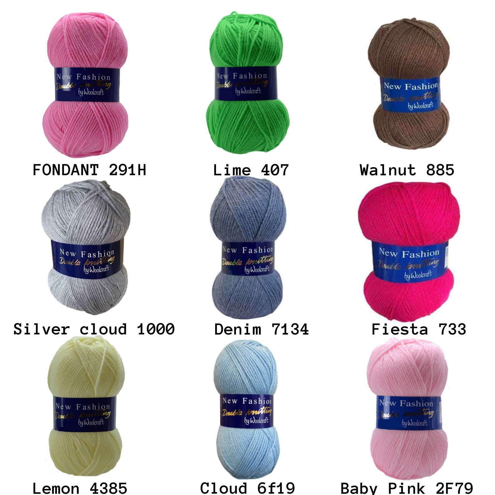 Woolcraft New Fashion DK Knitting Yarn / Wool - 100g Double Knit Ball ...