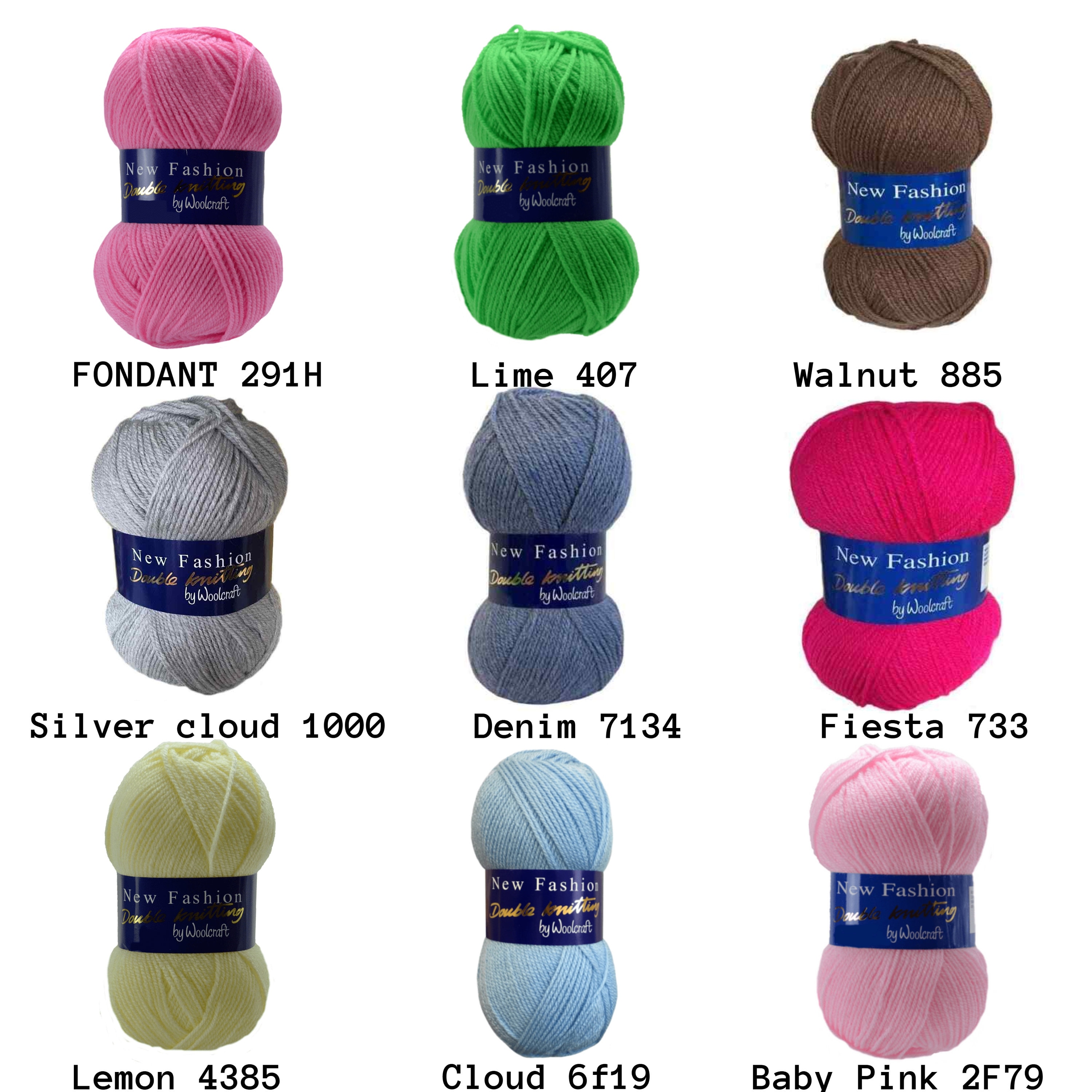 Woolcraft New Fashion DK Knitting Yarn / Wool - 100g Double Knit Ball ...