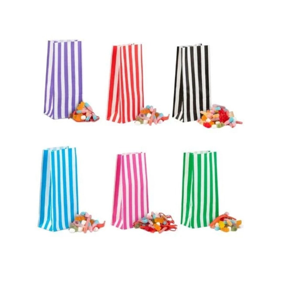Pick ' N ' Mix Candy Stripe Paper Bags Block Pic & Mix Party Gifts Loot ...