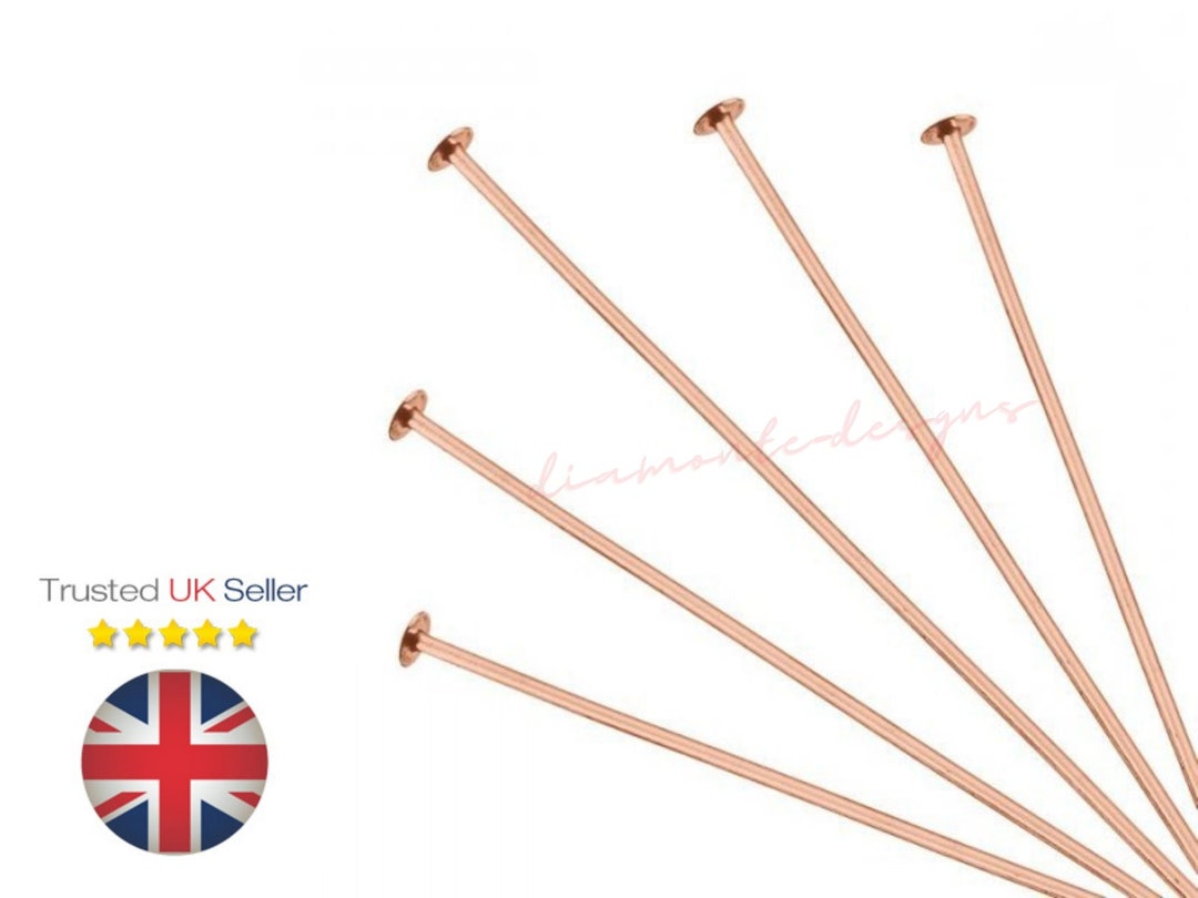 40mm Rose Gold Plated Head Pins Jewellery Findings 0.7mm Thickness 2 ...