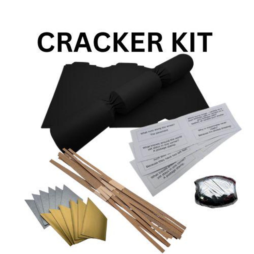6 BLACK Christmas Cracker Kit / Kits DIY Make Your Own Xmas Craft Snaps ...