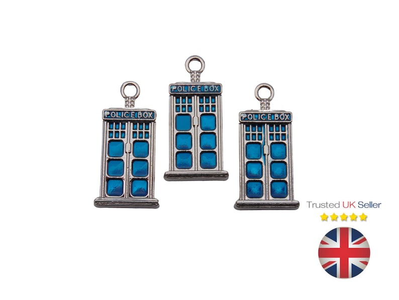 3 Pcs - Police Box Dr Who Tardis Charms - 27mm - TV Enamel Pendants ...
