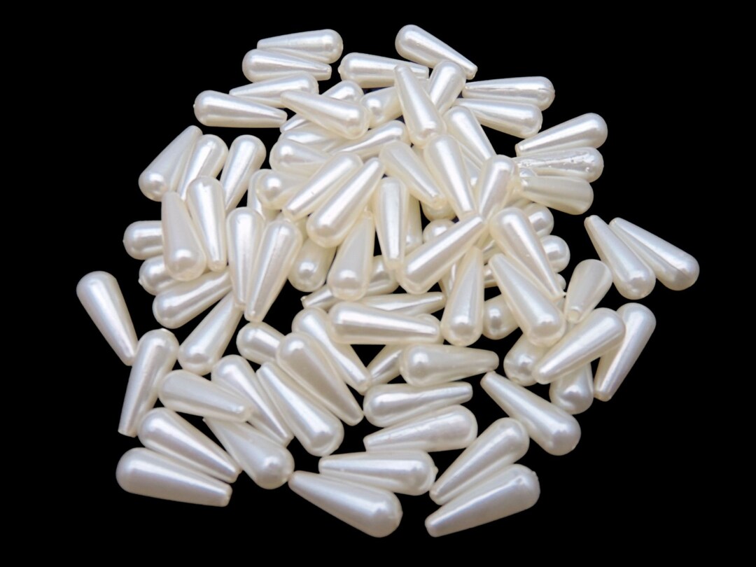 20mm - Ivory Coloured Acrylic Faux Pearl Drop Beads Jewellery Beading ...