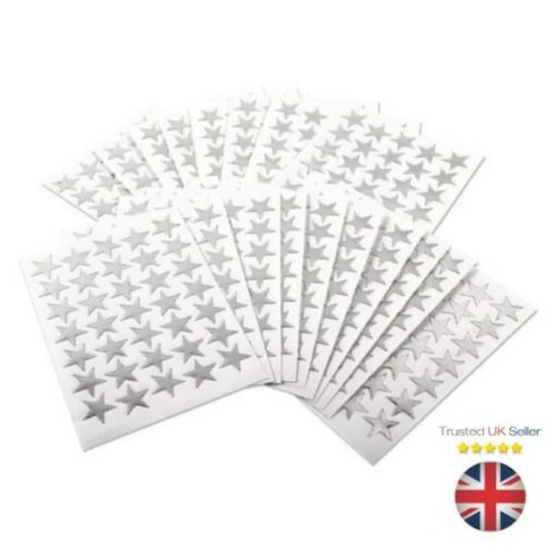 350 - Silver Stars School Teacher Reward Stickers Self Adhesive 15mm ...