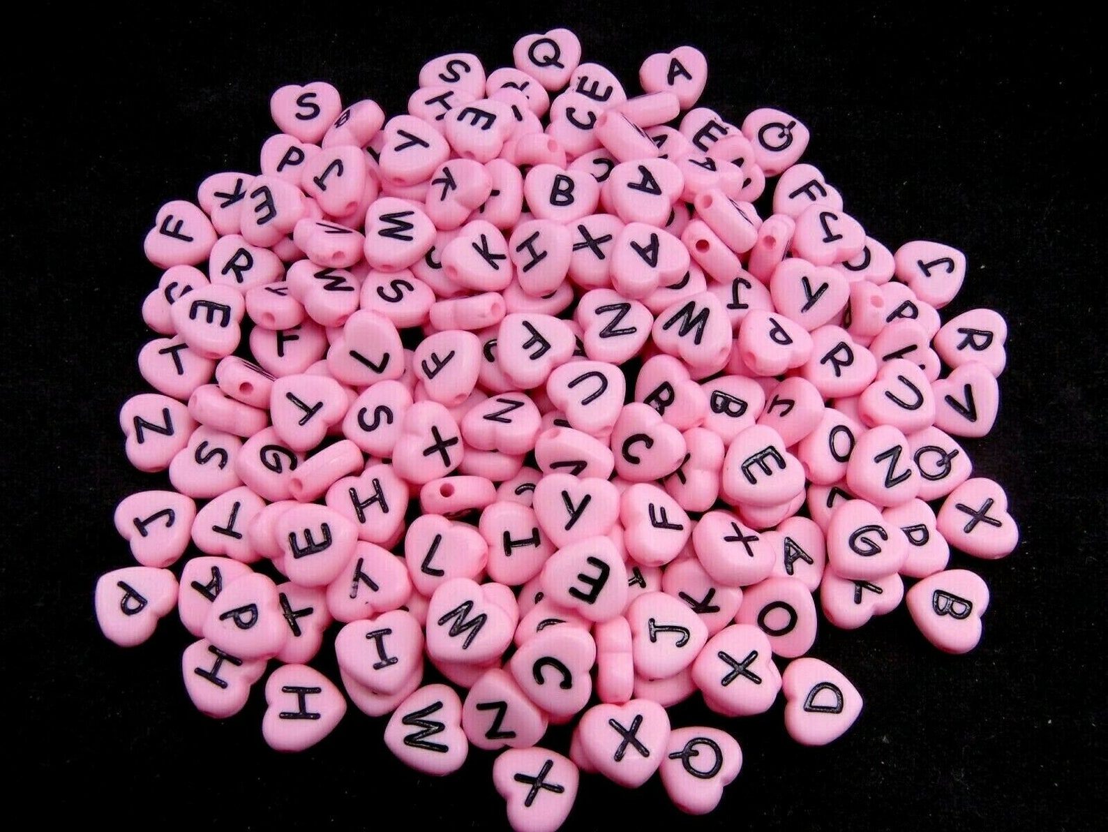 50 Pcs 10mm Pink Heart Alphabet Letter Bead Letter Love | Etsy