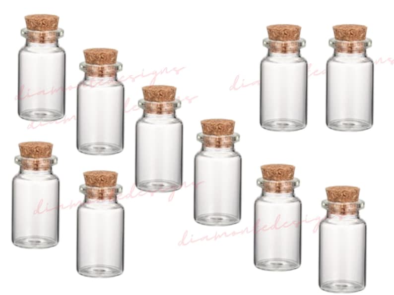 10 Pcs 40mm Miniature Glass Bottles / Vials & Cork Stopper - Etsy