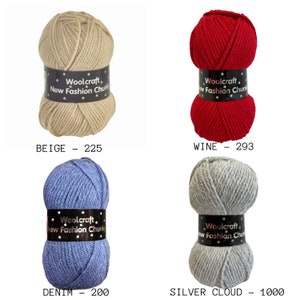 Woolcraft New Fashion CHUNKY Knitting Yarn Wool - 100g Ball - Etsy UK