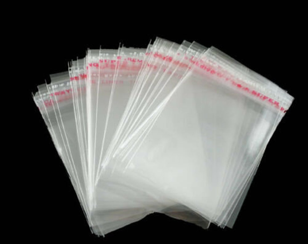100 X Clear Self Adhesive Cello Plastic Bags Jewellery Display 6cm X ...