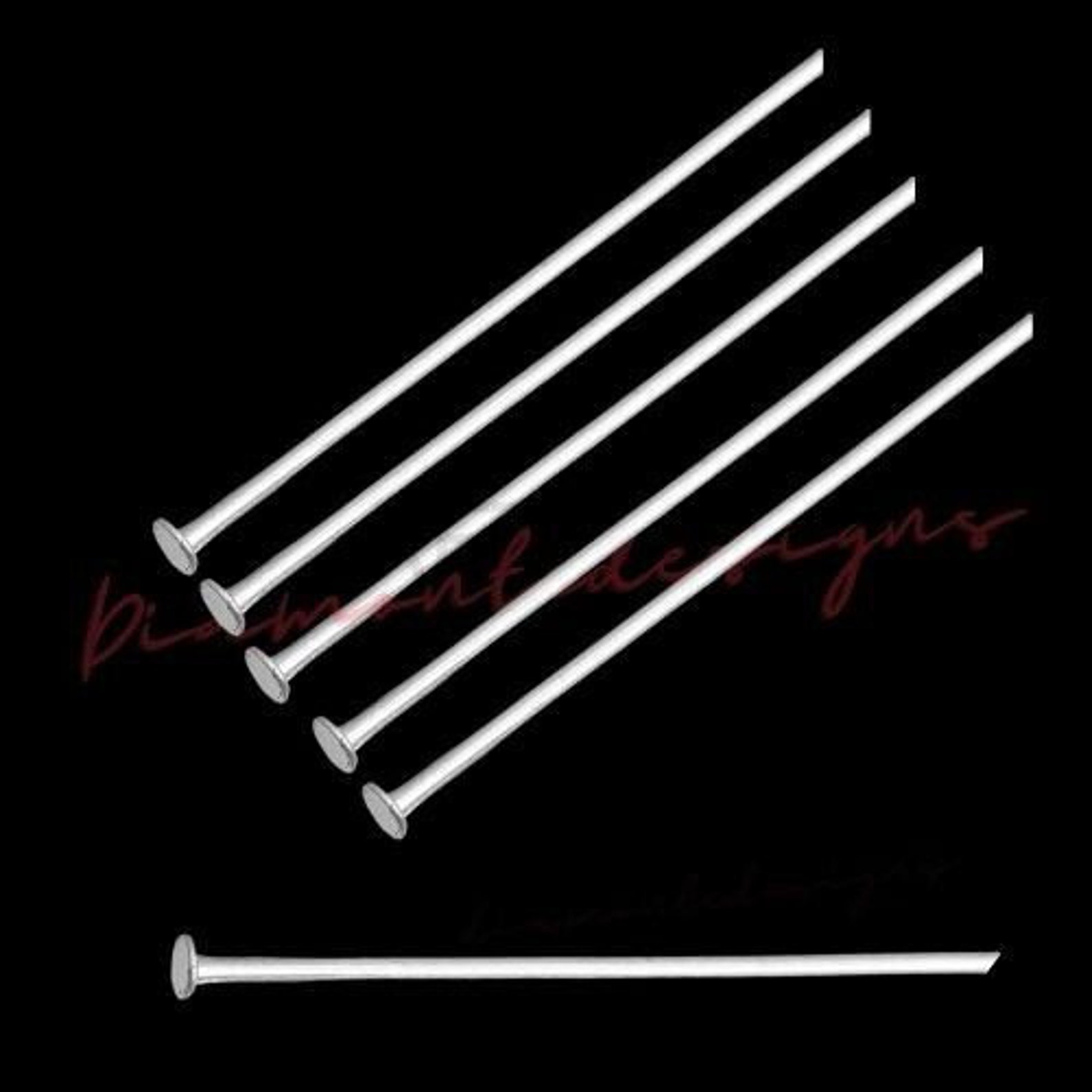 200 Pcs - 40mm Silver Plated Flat Head Pins Jewellery Craft Findings ...