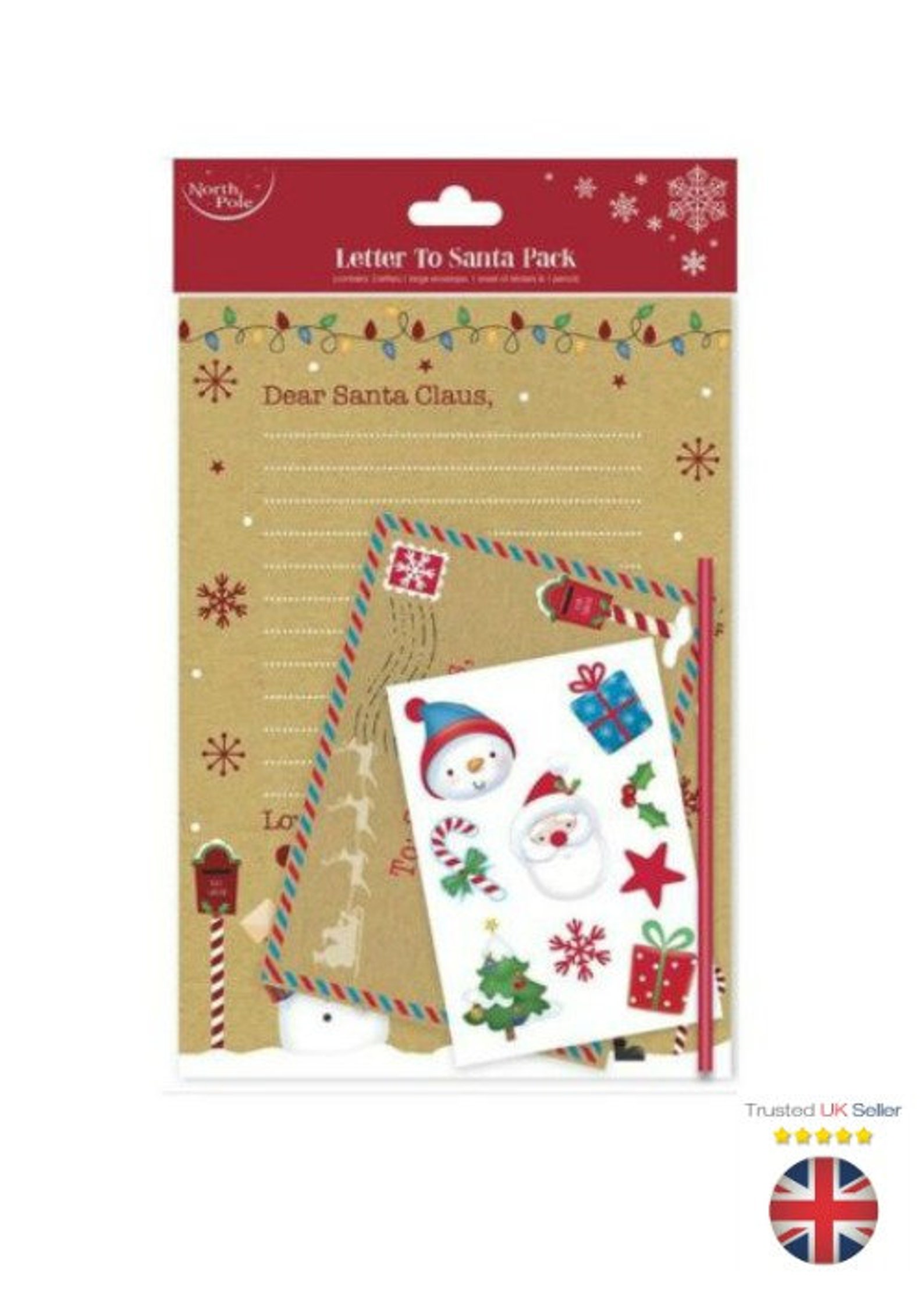 Kids Christmas List Letter to Santa Kit Pencils Xmas Eve Kids Style 3 ...