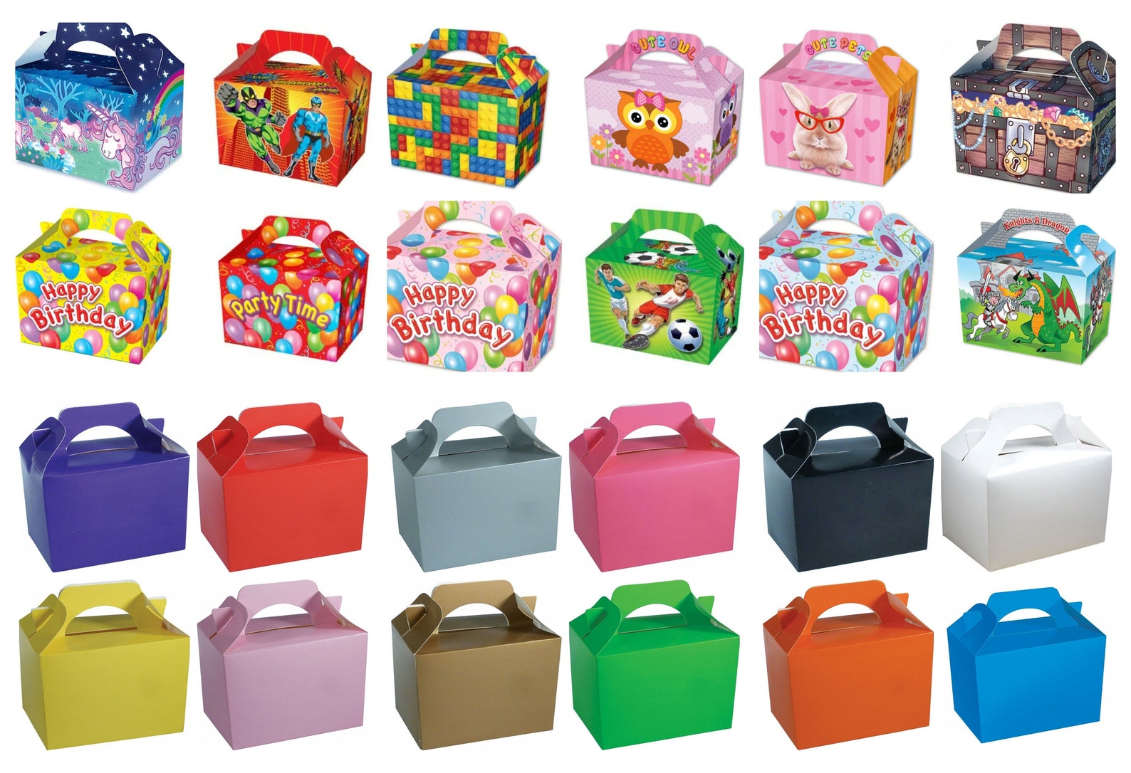 Party Food Boxes Loot Lunch Cardboard Gift Children's Kids - Etsy