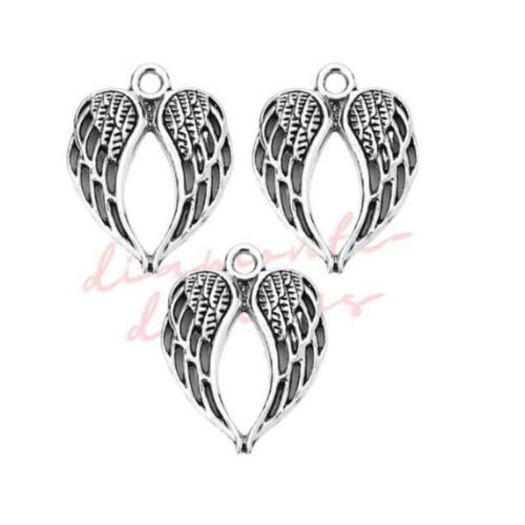 15 Pcs - Tibetan Silver Double Wing Angel Charms Pendant Charms Wings ...