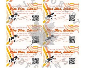 10 Outdoorsy Moo Moo Subaru Cards one-sided DIGITAL DOWNLOAD - Etsy