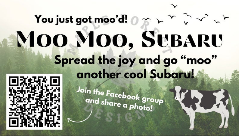 Outdoorsy Moo Moo Subaru Card one-sided DIGITAL DOWNLOAD - Etsy