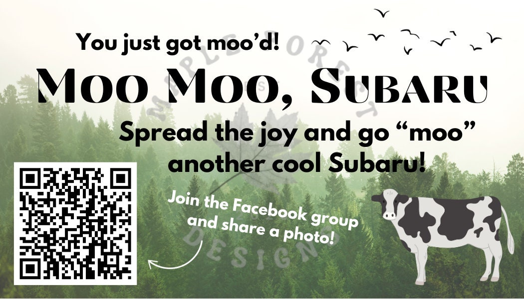 Outdoorsy Moo Moo Subaru Card one-sided DIGITAL DOWNLOAD - Etsy