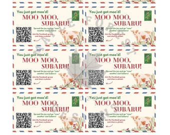 10 Outdoorsy Moo Moo Subaru Cards one-sided DIGITAL DOWNLOAD - Etsy