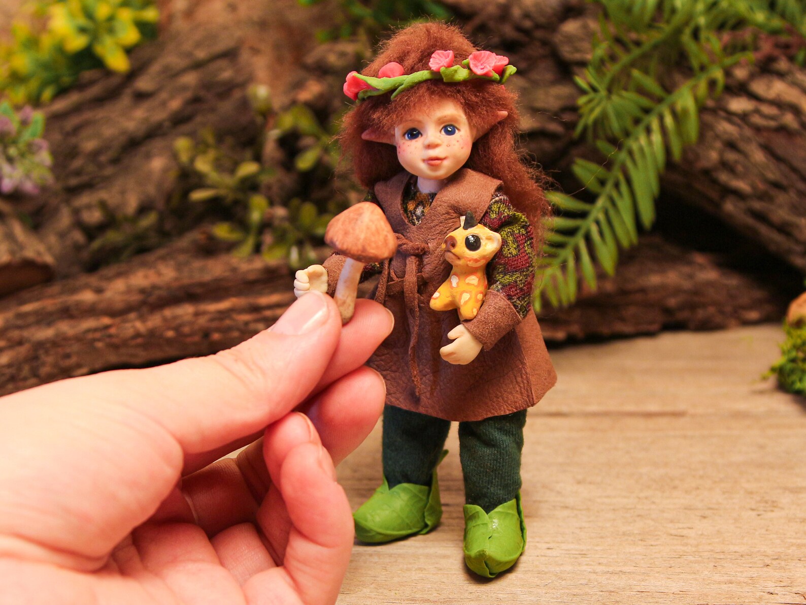 Woodland elf doll / 1:12 / 4.7 in flexible limbs | Etsy