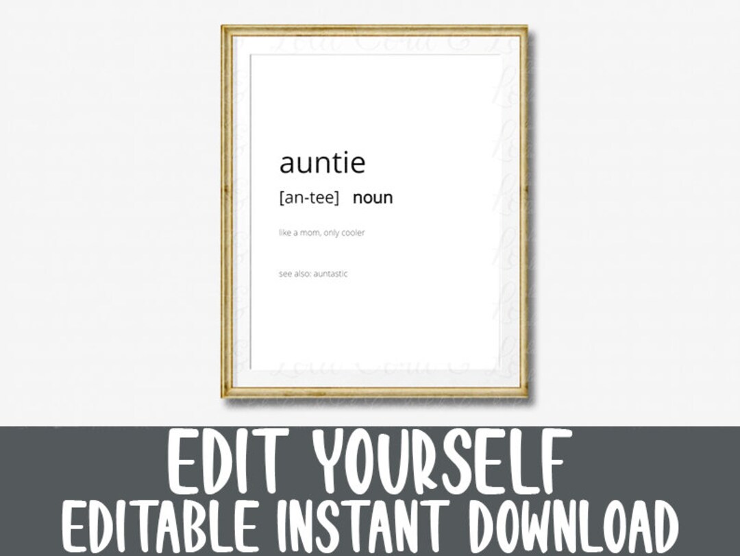Aunt Definition Print Auntie Wall Art Aunt Vibes Print - Etsy