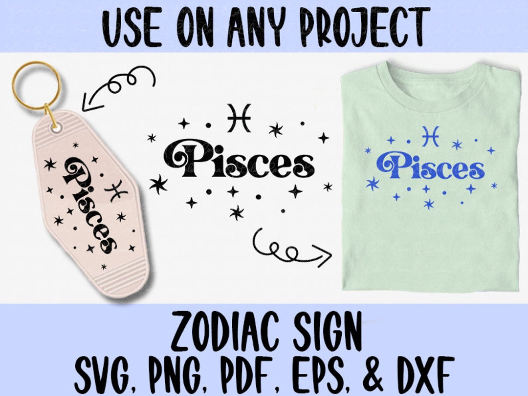 Zodiac Sign SVG Pisces SVG Retro Motel Keychain Svg - Etsy