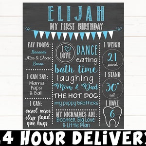 First Birthday Sign 1st Birthday Chalkboard Blue Boy Birthday Banner ...