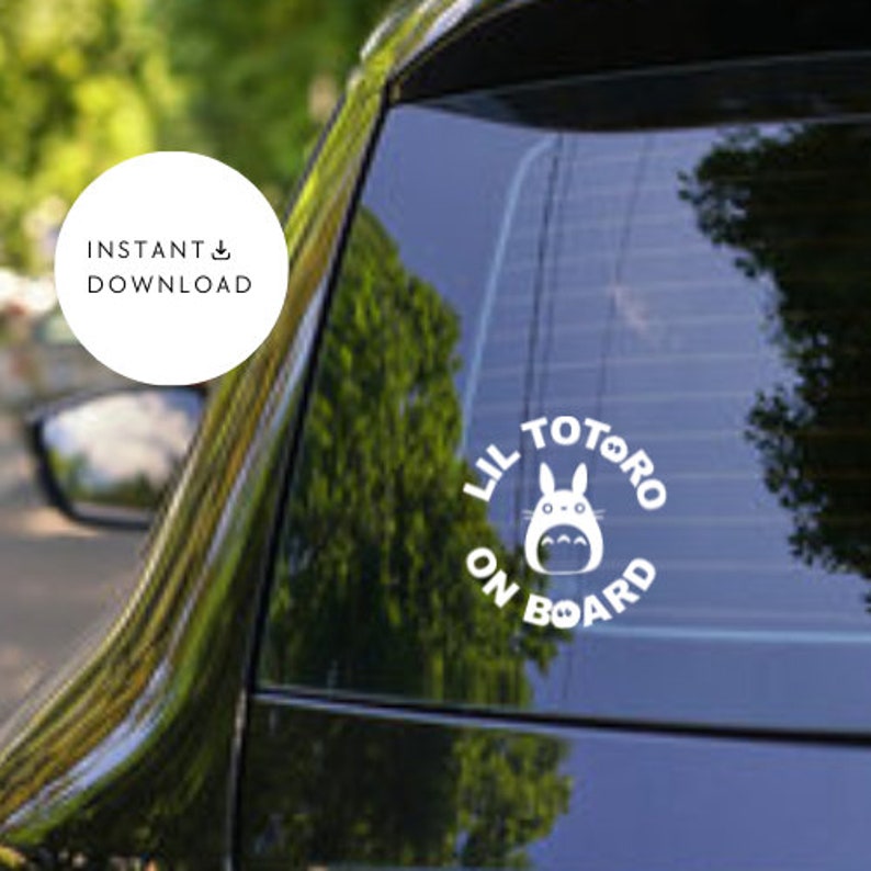 Lil Totoro Baby on Board Sign SVG Cute Outline Cricut Silhouette Cut ...