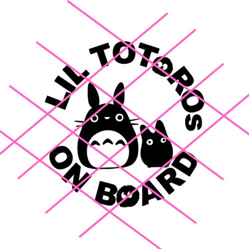 Lil Totoros Baby on Board Sign SVG Cute Outline Cricut Silhouette Cut ...