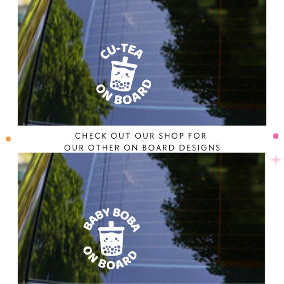 Cu-tea Boba Bubble Tea Baby on Board Sign SVG Cute Outline Cricut ...