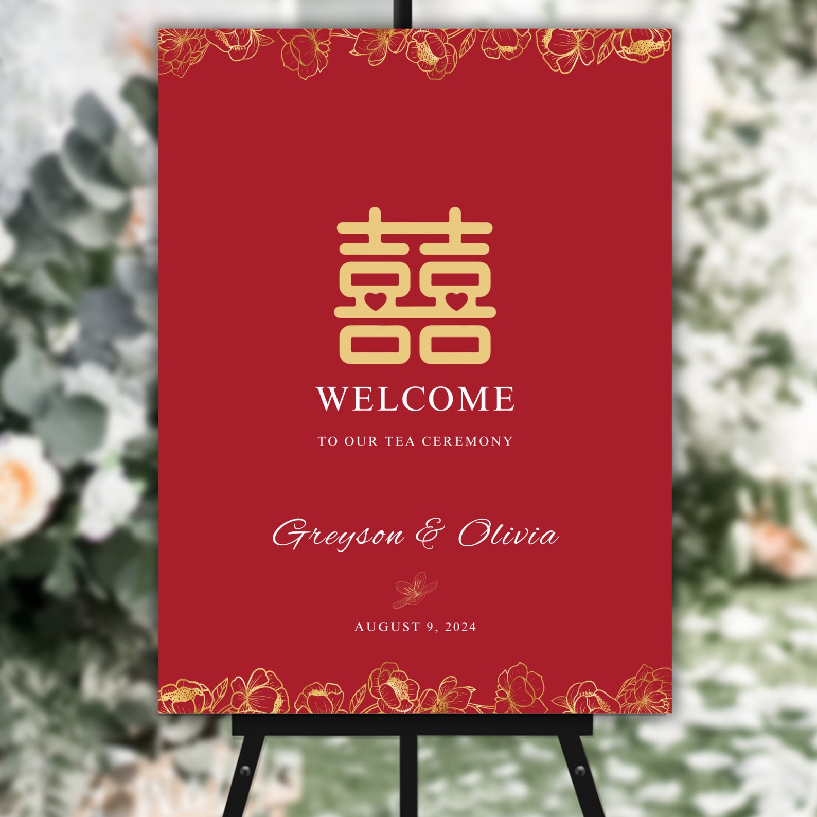 Asian Wedding Welcome Sign, Chinese Vietnamese Tea Ceremony Sign, DIY ...