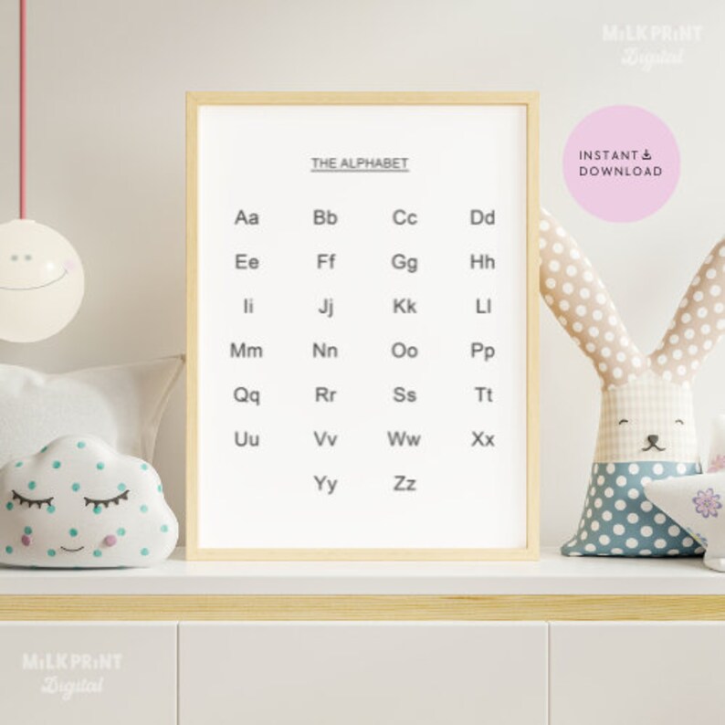 Alphabet - Black White - Preschool, Children's Bedroom, Nursery ...