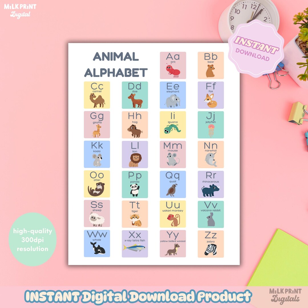 Soft Colors Alphabet Chart Phonics Chart Letter Sound Activity ...