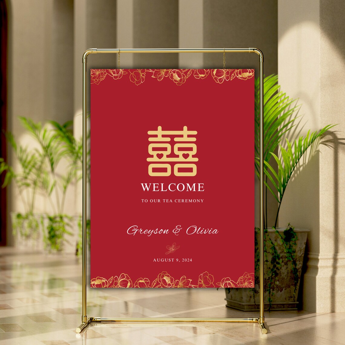 Asian Wedding Welcome Sign, Chinese Vietnamese Tea Ceremony Sign, DIY ...