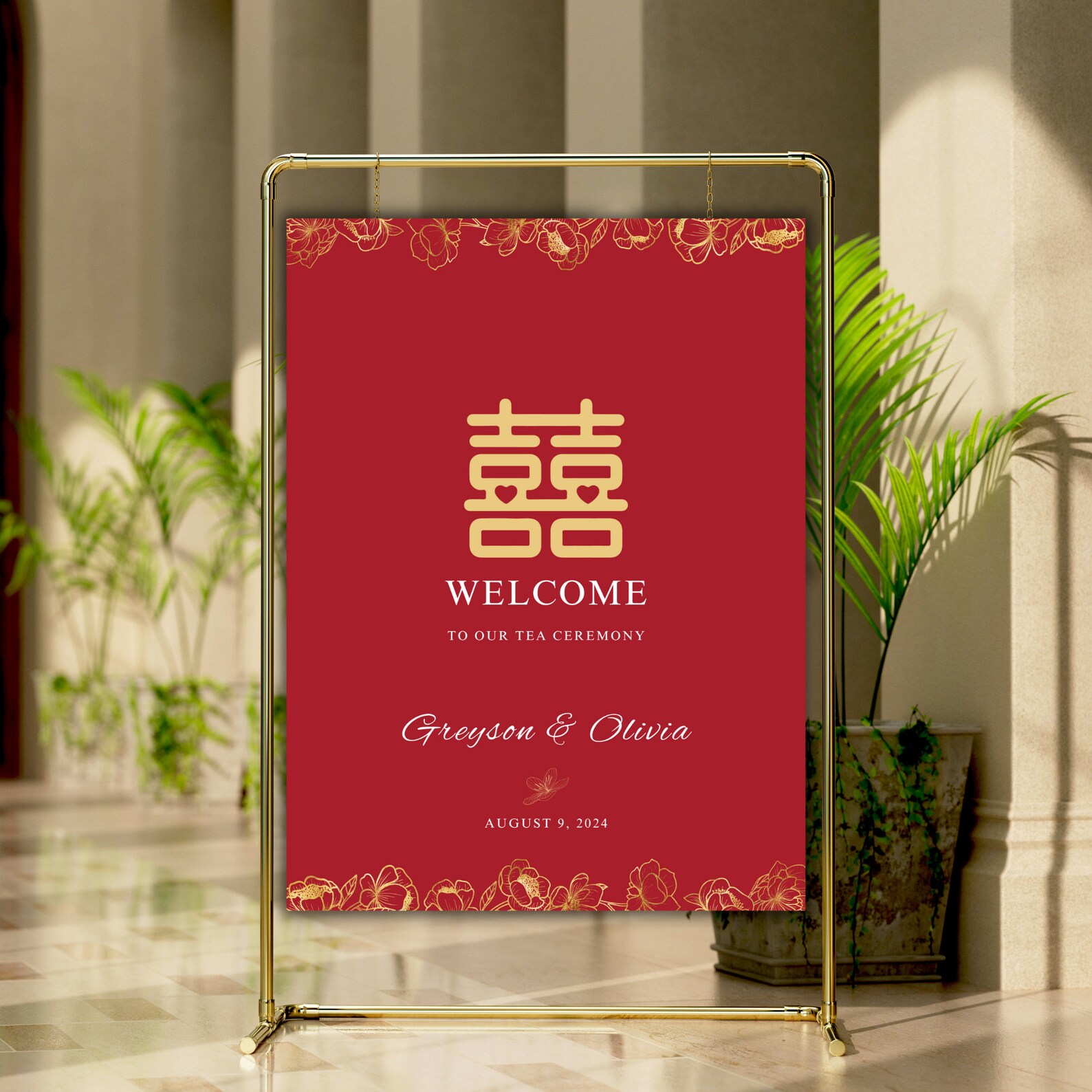 Asian Wedding Welcome Sign, Chinese Vietnamese Tea Ceremony Sign, DIY ...