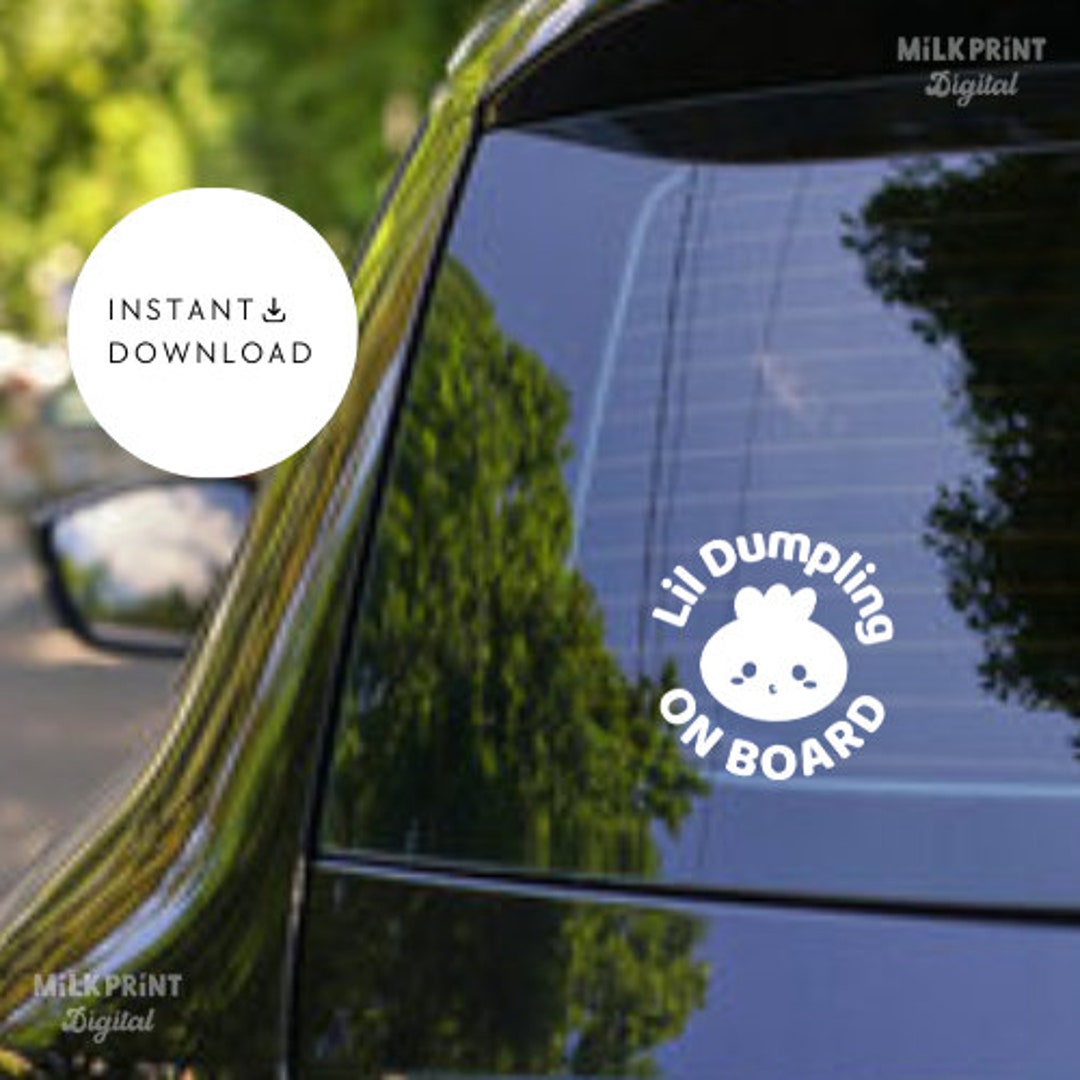 Lil Dumpling Baby on Board Sign SVG Cute Outline Cricut Silhouette Cut ...