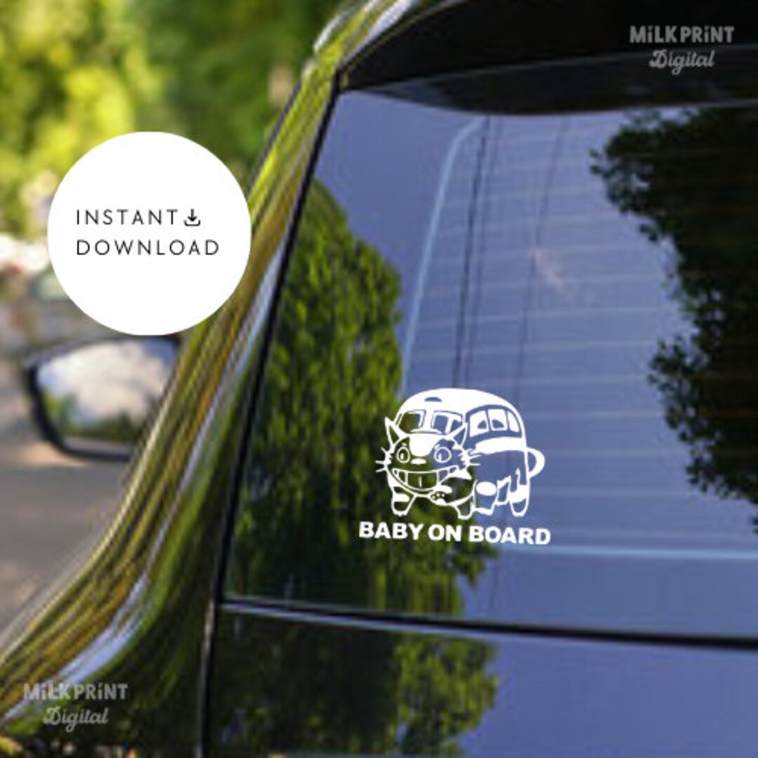 Catbus Neko No Basu Cat Bustotoro Baby on Board Sign SVG Cute Outline ...