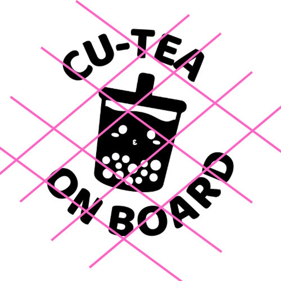 Cu-tea Boba Bubble Tea Baby on Board Sign SVG Cute Outline Cricut ...