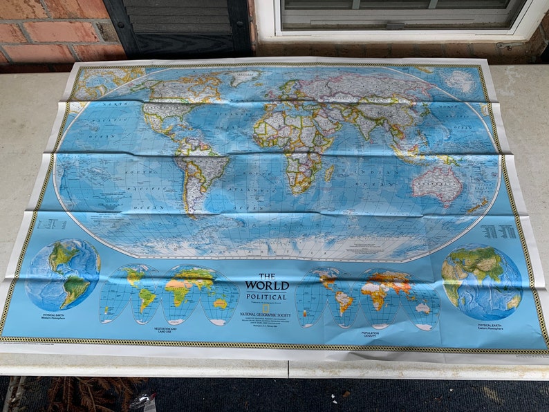 National Geographic Magazine World Map - Etsy