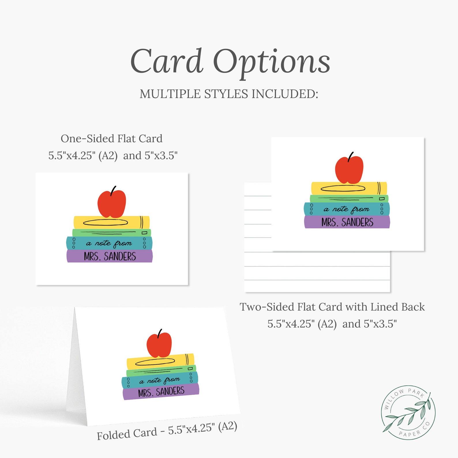 Personalized Teacher Note, Editable Stationery, Colorful Books, Teacher ...