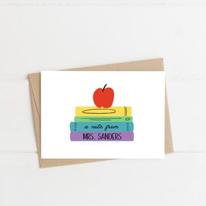 Personalized Teacher Note, Editable Stationery, Colorful Books, Teacher ...