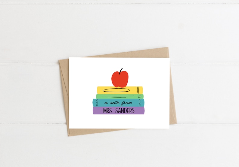Personalized Teacher Note, Editable Stationery, Colorful Books, Teacher ...
