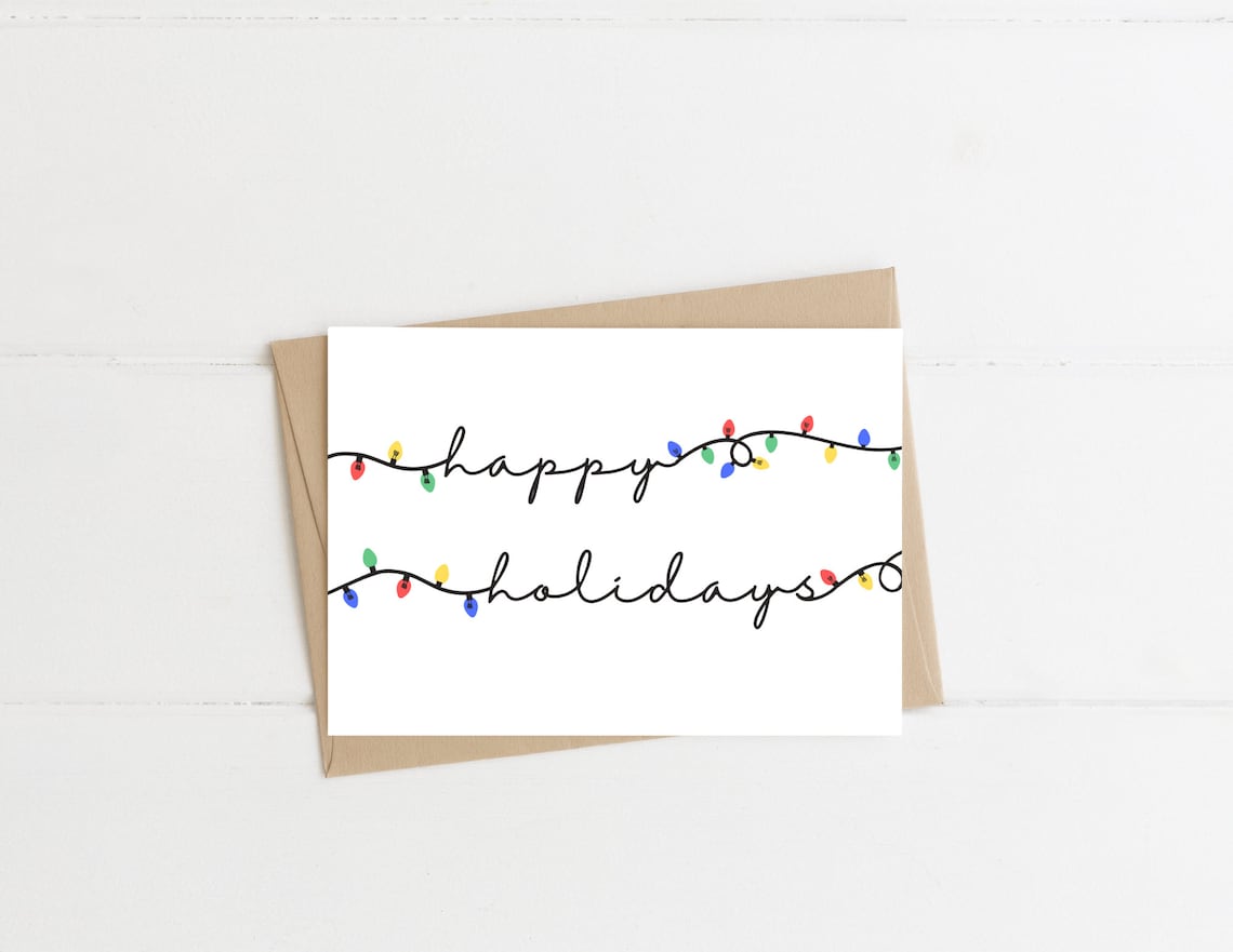 Festive Lights Holiday Card, Happy Holidays, Teacher Gift, Student Gift ...