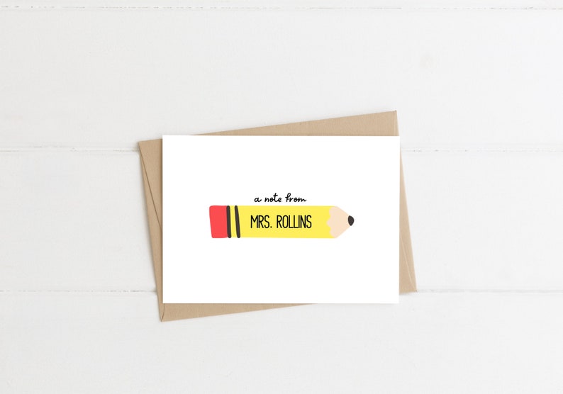 Personalized Teacher Note, Editable Stationery, Pencil, Teacher ...