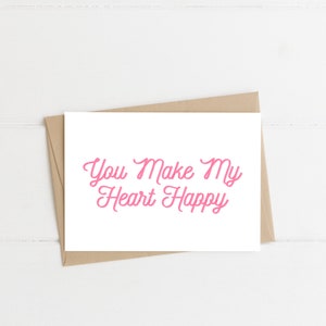 You Make My Heart Happy Greeting Card, Thank You Card, Valentine - Etsy