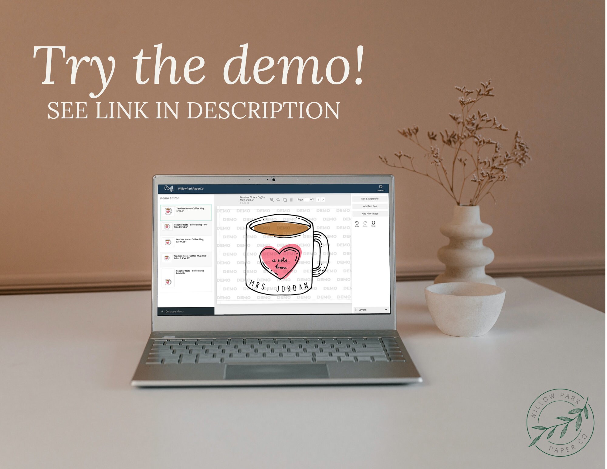 Personalized Teacher Note, Editable Stationery, Coffee Mug, Teacher ...