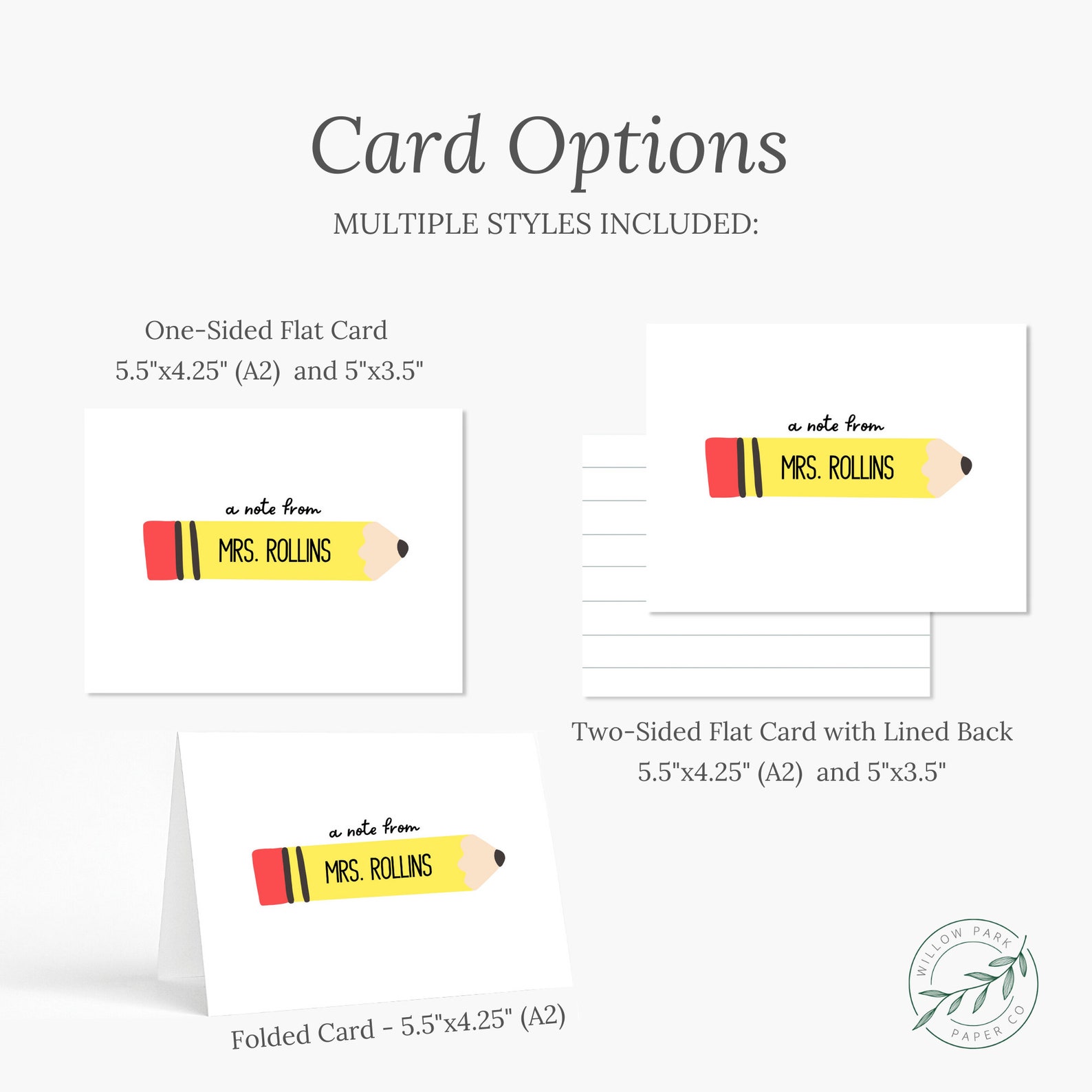 Personalized Teacher Note, Editable Stationery, Pencil, Teacher ...