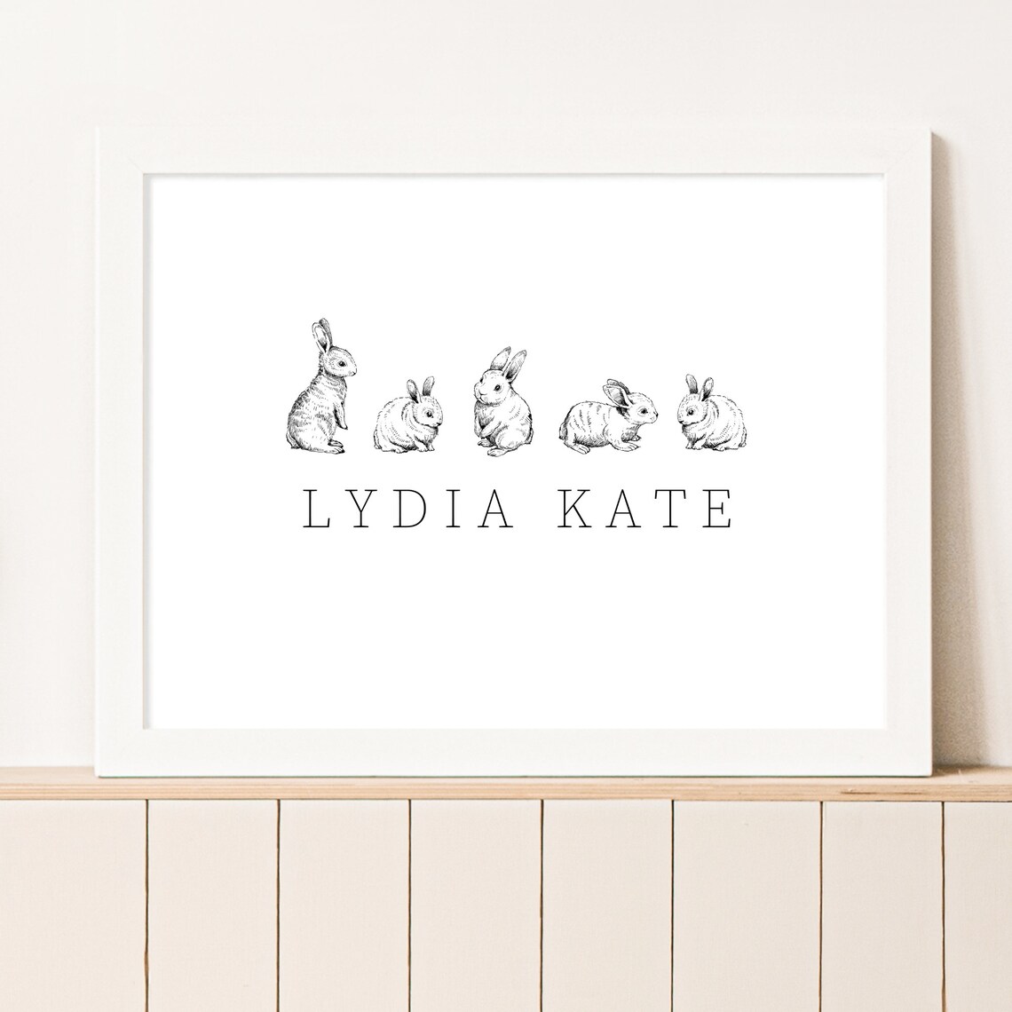 Custom Name Print, Nursery Printable Wall Art, Storybook Bunnies ...