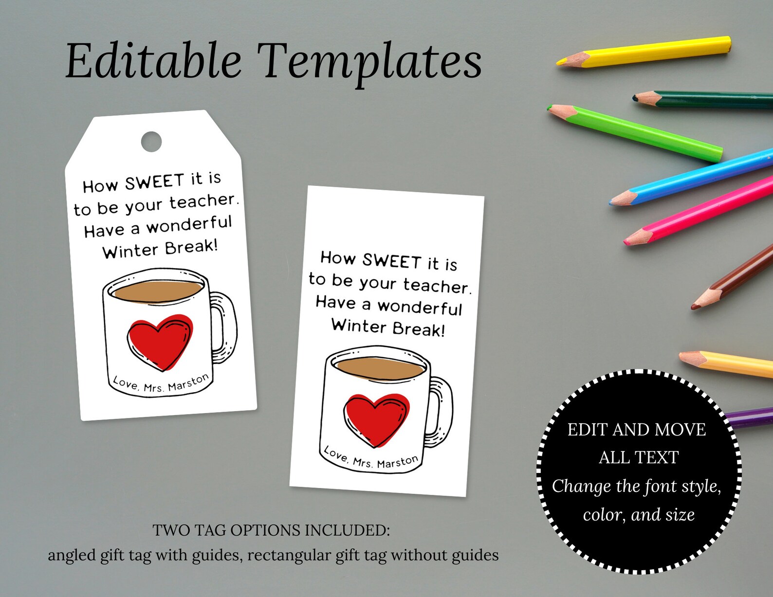 Editable Hot Cocoa Student Gift Tags, Hot Chocolate Holiday Gift ...