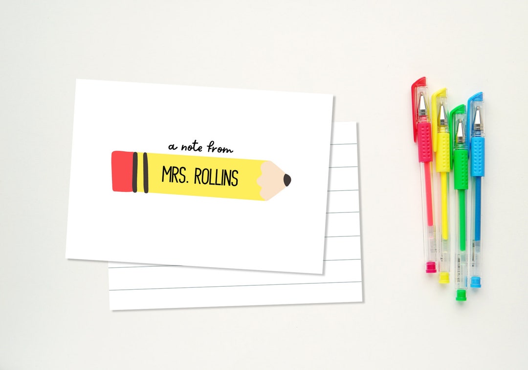 Personalized Teacher Note, Editable Stationery, Pencil, Teacher ...
