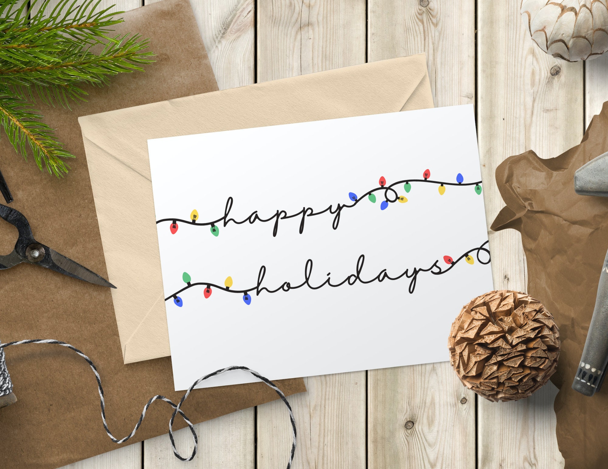 Festive Lights Holiday Card, Happy Holidays, Teacher Gift, Student Gift ...