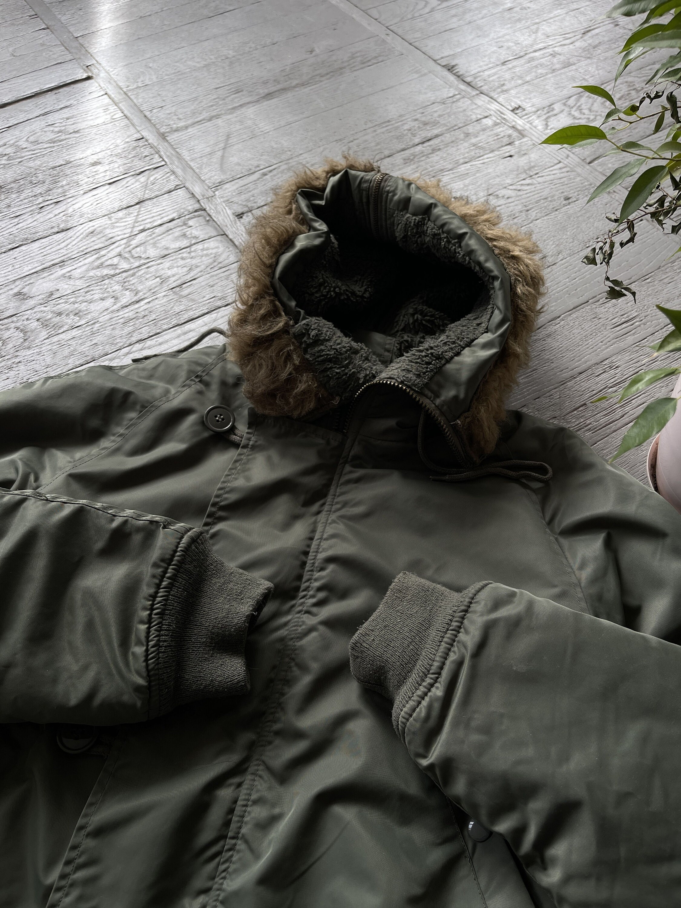 Vintage N2B Intermediate Bomber Jacket With Fur Olive Green M - Etsy