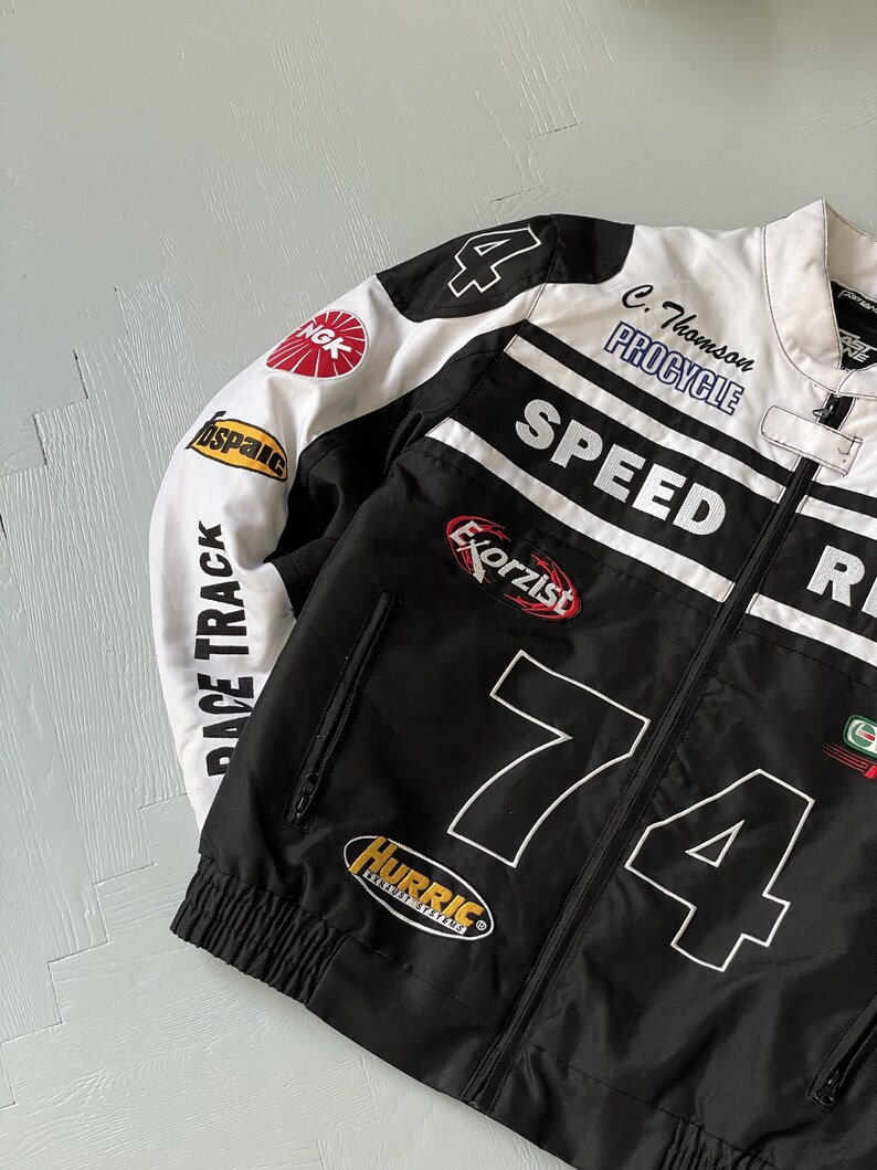 Vintage Speed Rider Racing Team Moto Jacket Nylon Black White Size M - Etsy